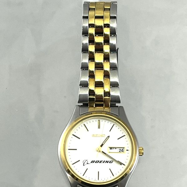 Seiko 7N43-9048 Two-Tone Boeing Retirement Watch | WatchCharts Marketplace