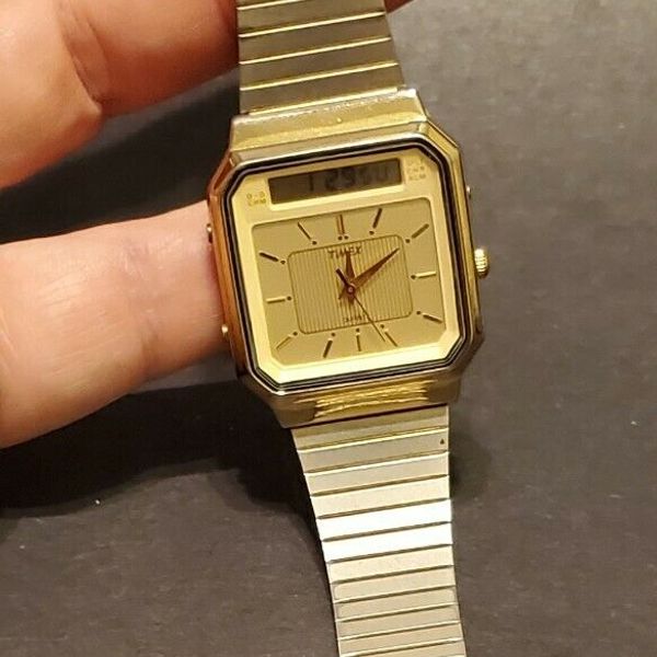 Vintage Timex 392 K Cell Analog & Digital Wrist Watch Stainless Steel ...