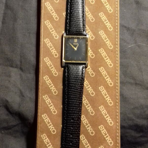 SEIKO QUARTZ 7430-5320 STYLE TANK WATCH WATCH GOLD STEEL WATCH + NOTICE ...
