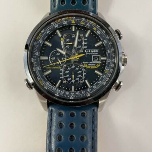 Citizen (AT8020-03L) Eco-Drive World Chronograph Blue Angels Leather ...