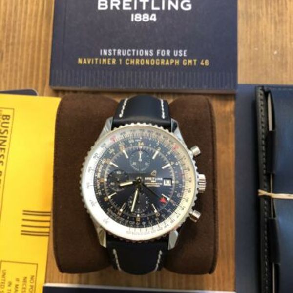 New Breitling Navitimer 1 Chronograph GMT 46 Blue Men's Watch ...