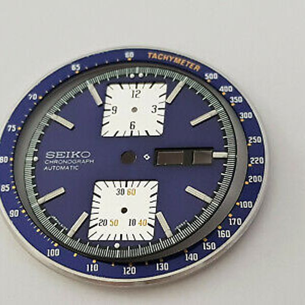 SET DIAL STEEL BEZEL INSERT SEIKO CHRONOGRAPH KAKUME BLUE 6138-0030 ...