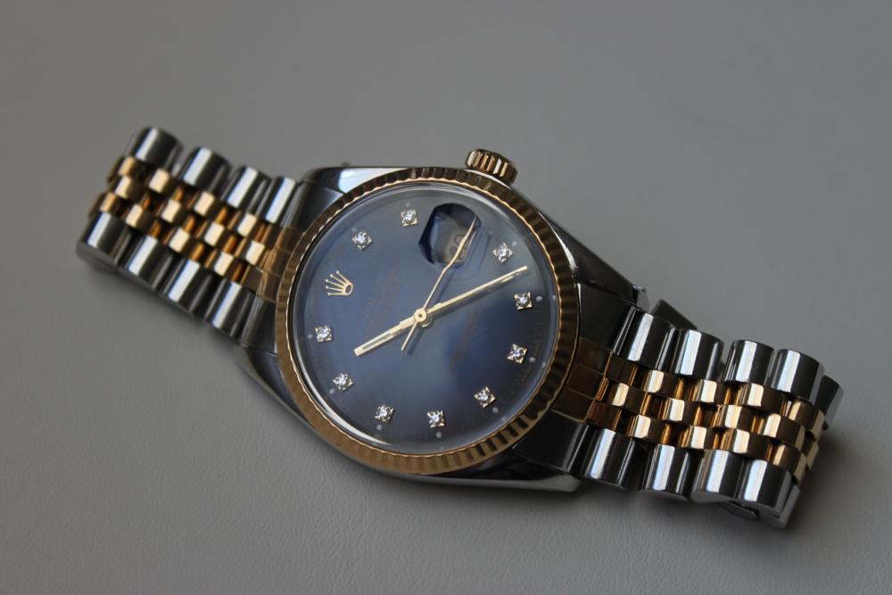 FS: Rolex Datejust 16013 - Blue Vignette Diamond Dial, 18k, TT Jubilee ...