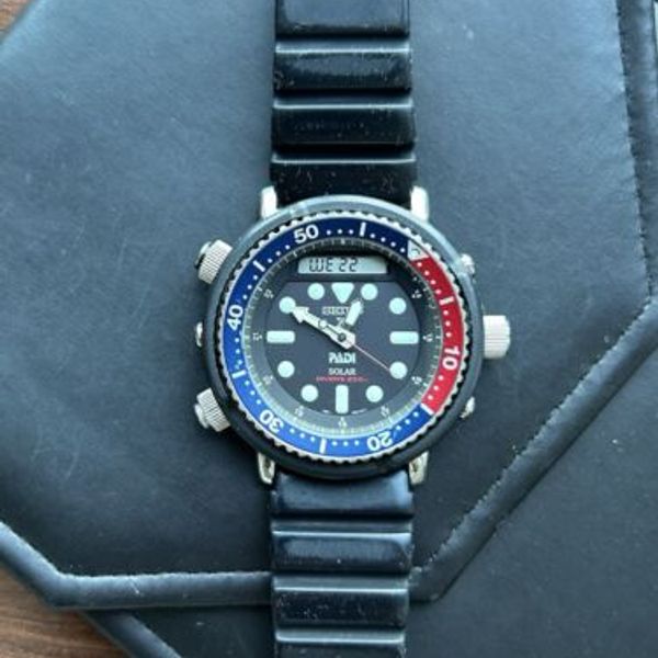Seiko SNJ027 Pepsi Solar Arnie Predator Prospex Men AnaDigi Dive Watch ...
