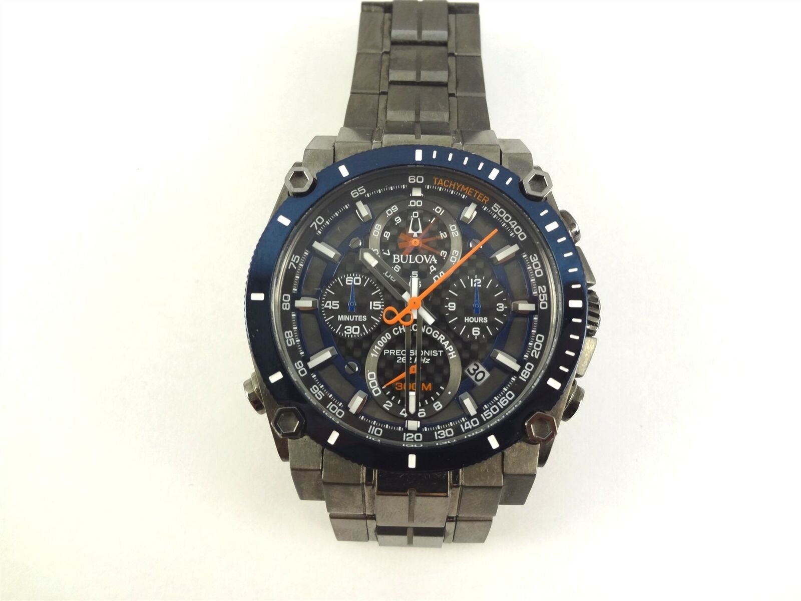 Bulova Precisionist 98B343 Blue/Grey Chronograph Stainless Steel 46.5mm ...