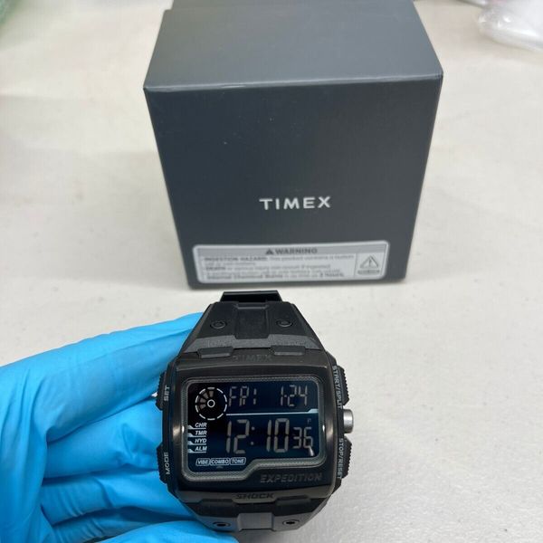 Timex Expedition Grid Shock with Black Resin Strap Indiglo Negative ...