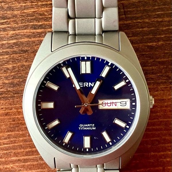 FS: Berny Blue Dial Quartz Titanium OEM Titanium Bracelet Sapphire ...