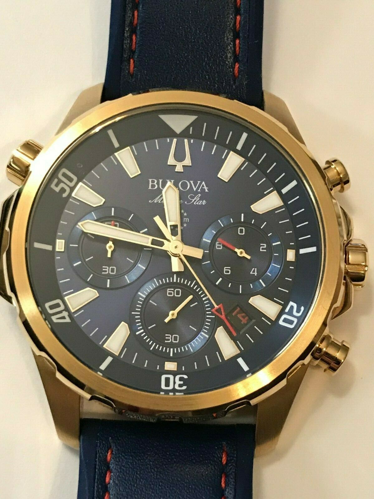 Bulova Marine Star Chronograph Blue Dial Men's Watch 97B168 3897 ...