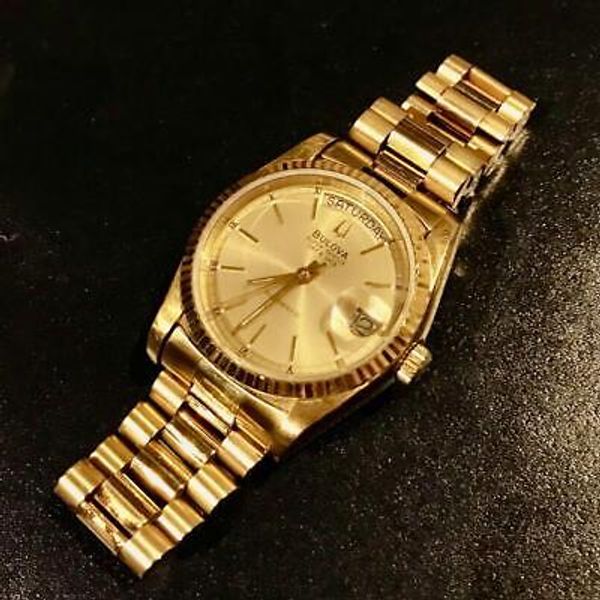 [Operatable] Bulova Super Seville Day Date Automatic Winding Gold ref ...