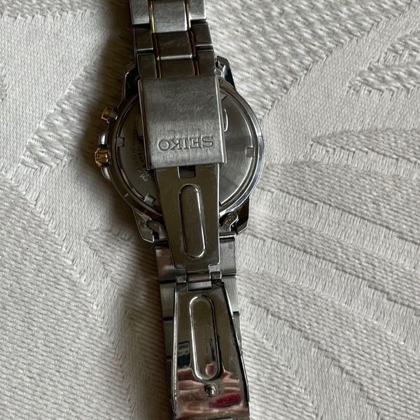 Seiko Perpetual Calendar 6A32-00B0 Blue Date Dial Stainless Steel Menâ ...