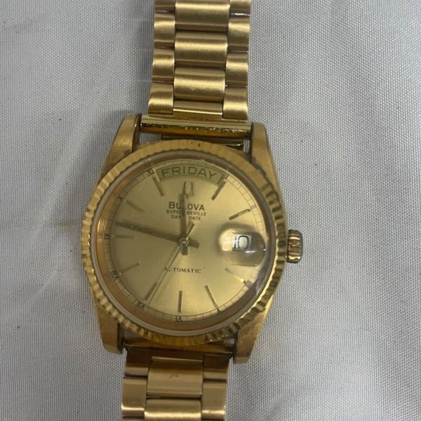 Bulova SUPER SEVILLE Day Date Automatic Gold Men's Watch Working from ...