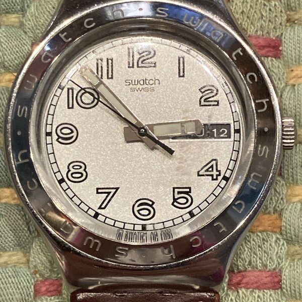 Swatch Irony SR626SW Quartz Watch Brown Leather Band New Battery ...