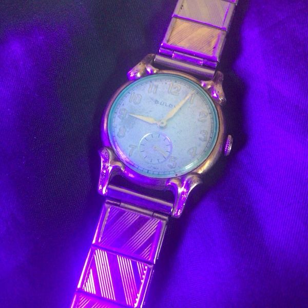 VTG.BULOVA Wristwatch #3896509Gold Filled Bezel-URANIUM GLASS ...