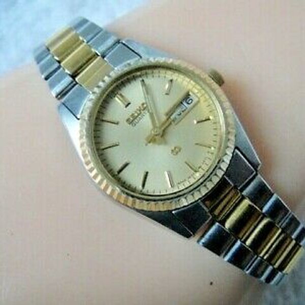 Vintage Seiko SQ Two Tone Quartz Analog Women's Watch 3E23-0A60 Day ...