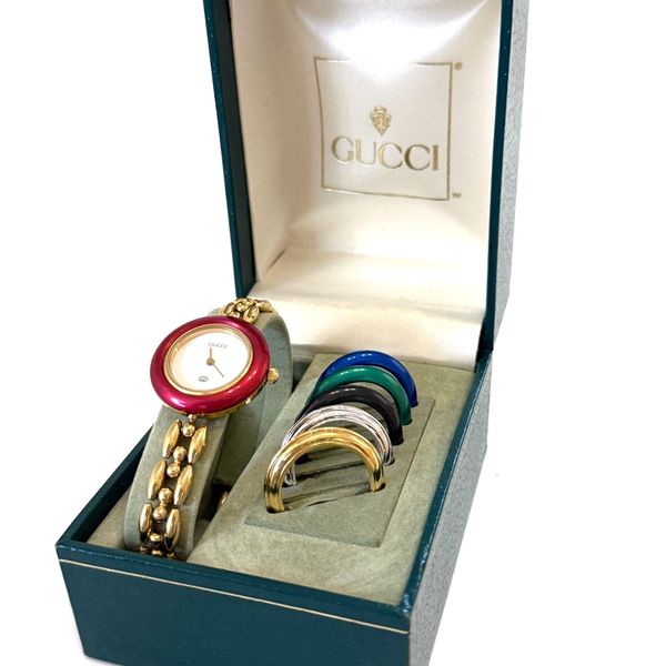 GUCCI Change Bezel Watch Gold Quartz 6 Colors 11/12 w/BOX | WatchCharts ...