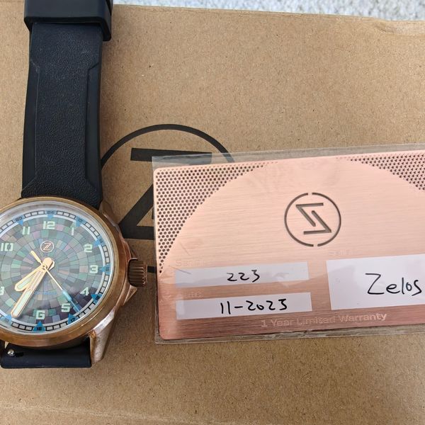 Zelos Swordfish Field 38mm MOP Mosaic Bronze Automatic Watch - Limited ...