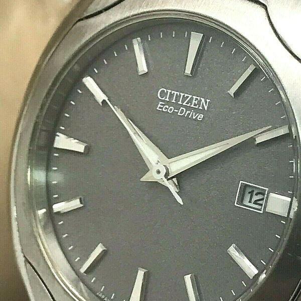 Citizen Eco-Drive E111-S022240 Stainless Steel Gray Dial Date Men's ...