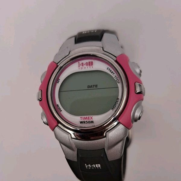 Timex Indiglo Pink 1440 Sports Digital Watch Women - Needs New Battery ...