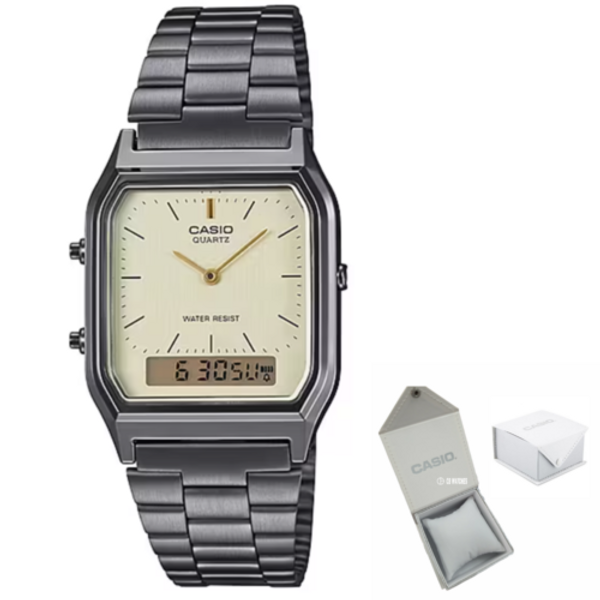 Casio New AQ-230GG-9A Retro Digital Analog Alarm Mens Watch AQ230 ...