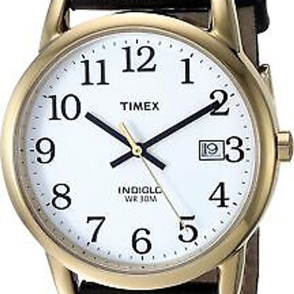 Timex Easy Reader 35 mm Men's Black Leather Strap Date Window Quartz ...