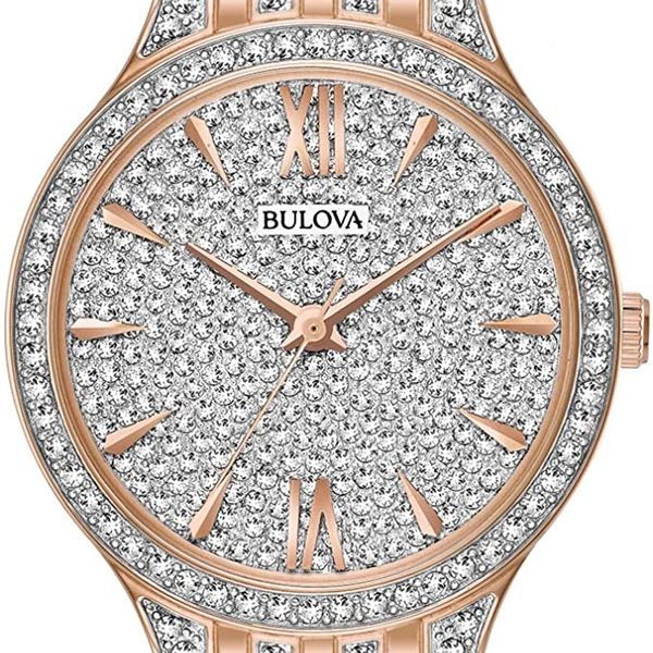 Bulova Bulova Ladies 98L235 Swarovski Crystal Rose Gold Tone Pave ...
