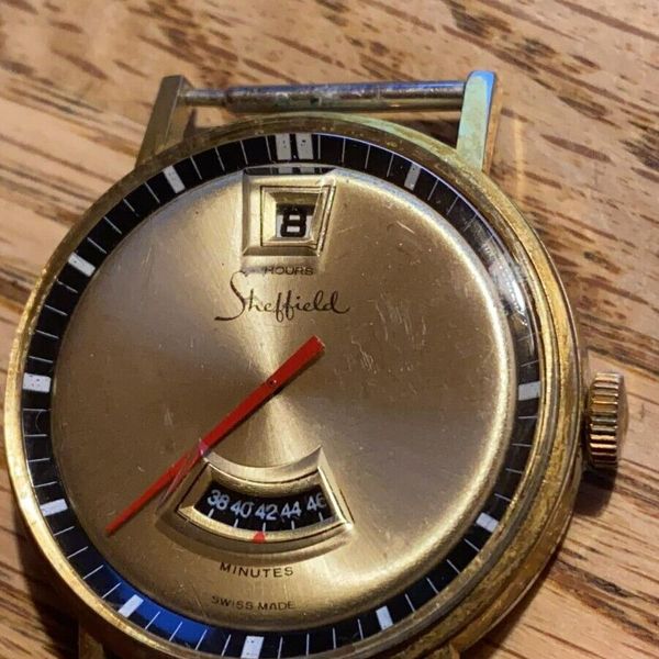 Rare Vintage Mens Sheffield mechanical Round Jump Hour Watch Runs ...