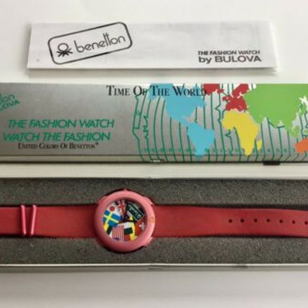Vintage United Colors of Benetton by Bulova Time of the World Flag ...