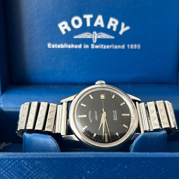 VINTAGE BOXED ROTARY SUPER 41 ROTORMATIC 25 JEWEL MANUAL WIND WATCH ...