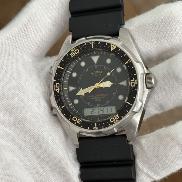 Rare Vintage Casio AMW-320D Menâ s Ana-Digi Alarm Chronograph Sports ...