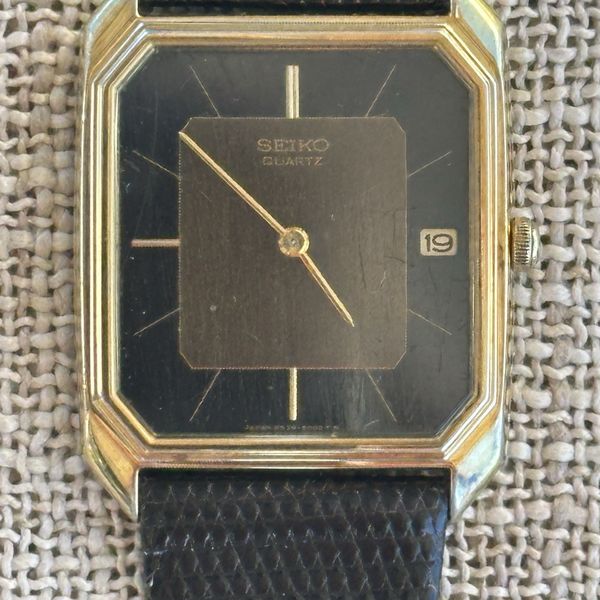 1983 Seiko Mens Dress Watch, Gold Case, Black & Brown Dial, Quartz ...