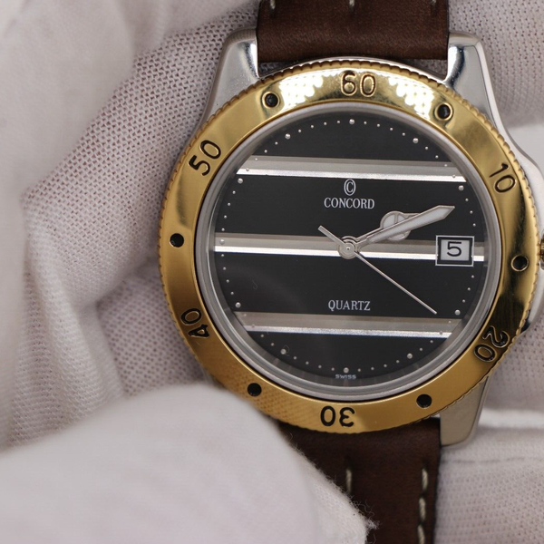 CONCORD"QUARTZ" Watch ???????? Assembled in Egypt Gold Case , Brown ...
