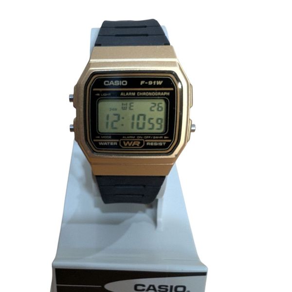 Classic Casio F-91W Alarm Chronograph Digital Gold Watch | WatchCharts ...