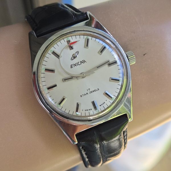 Vintage ENICAR men's manual wind watch AR-160 Rocket second hand swiss ...