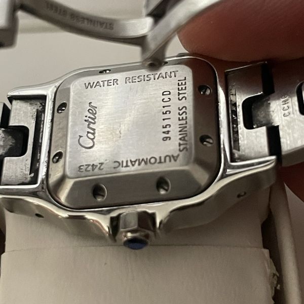 Rare Cartier Santos de Cartier Silver Women's Black Face Stainless ...