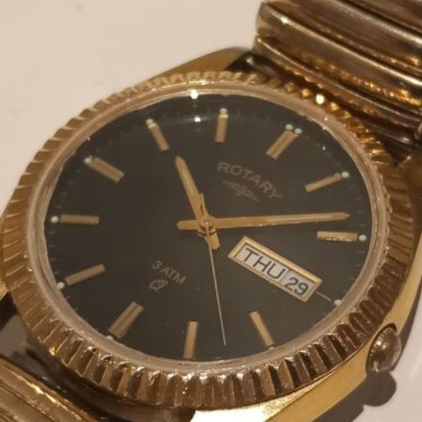 Rotary Watch 3575 Men's Quartz 6M02 Gold Tone Day Date New Battery ...