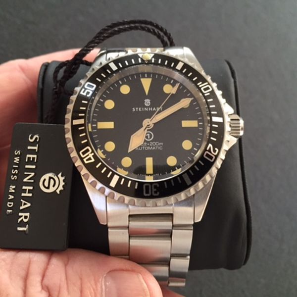Steinhart Ocean One Vintage Military (OVM ) Black Dial First Gen -Full ...