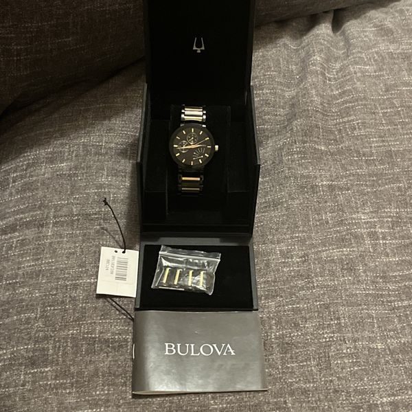 BULOVA Modern Black Dial Two-tone Stainless Steel Men's Watch 98C124 ...