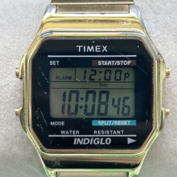 Timex Indiglo Gold Tone Digital Watch | WatchCharts Marketplace