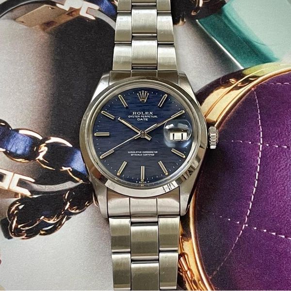 Vintage Rolex OP Date 34mm | 1500 Mosaic Blue Dial | WatchCharts Marketplace
