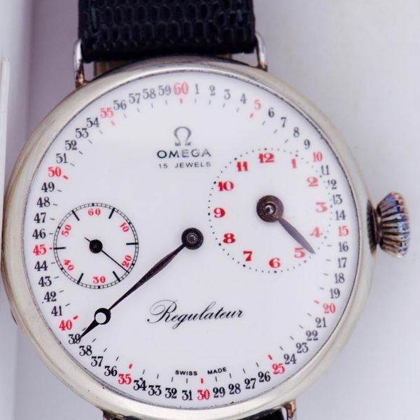 Antique WWI Era Omega Military Wristwatch REGULATOR Enamel Dial ...