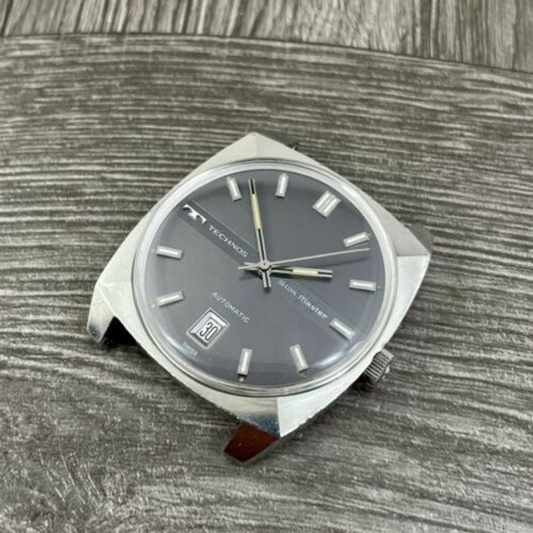 Vintage Steel 1970s Mens Technos Slim Master Date Automatic Watch Running | WatchCharts Marketplace