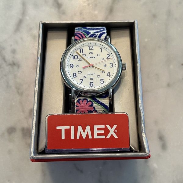 Timex Indiglo Weekender Women's Silver Tone TW2P90200 White Dial - 38 ...