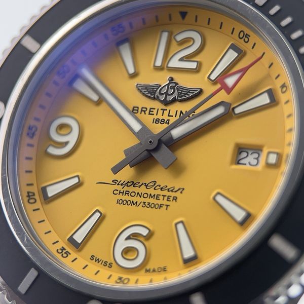 Breitling Superocean Steel Yellow Dial 44mm Automatic Men's Watch ...