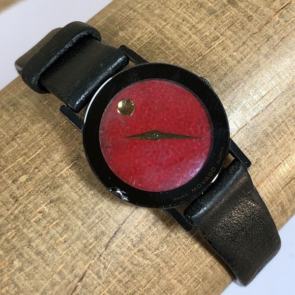 Movado Red Museum Dial 87-24-825N Quartz Women's Watch 22 mm DENTED ...
