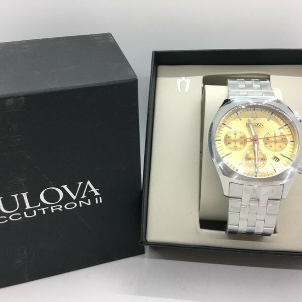 Bulova Accutron II Mens 96B239 Quartz Surveyor Chronograph Gold Tone ...