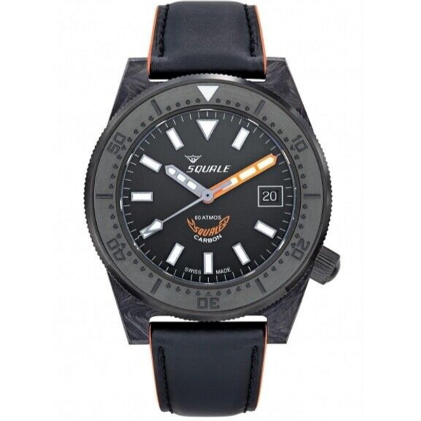 New Squale T183 Forged Carbon Swiss diving watch in Orange. 60 Atmos ...