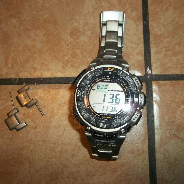 CASIO Panthfinder PAG-240 T (3246) triple sensor titanium watch men ...