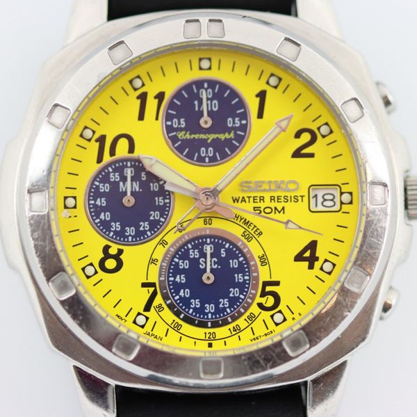 Seiko V657-9010 Chronograph c.September 1998 Yellow Dial - New Movement ...