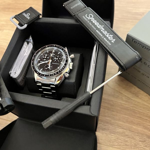 Omega X Swatch Speedmaster Moonswatch Style Custom Metal Mod Watch ...