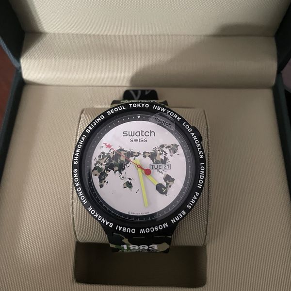 BAPE x SWATCH Watch- Big Bold Bape The World Edition Swatch ...